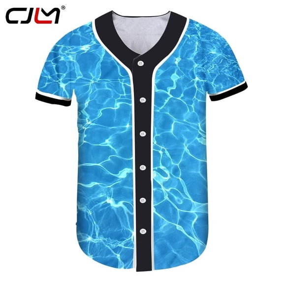 CJLM Personality Big Size 5XL Mens Baseball Shirt 3D Blue Water New Man ...