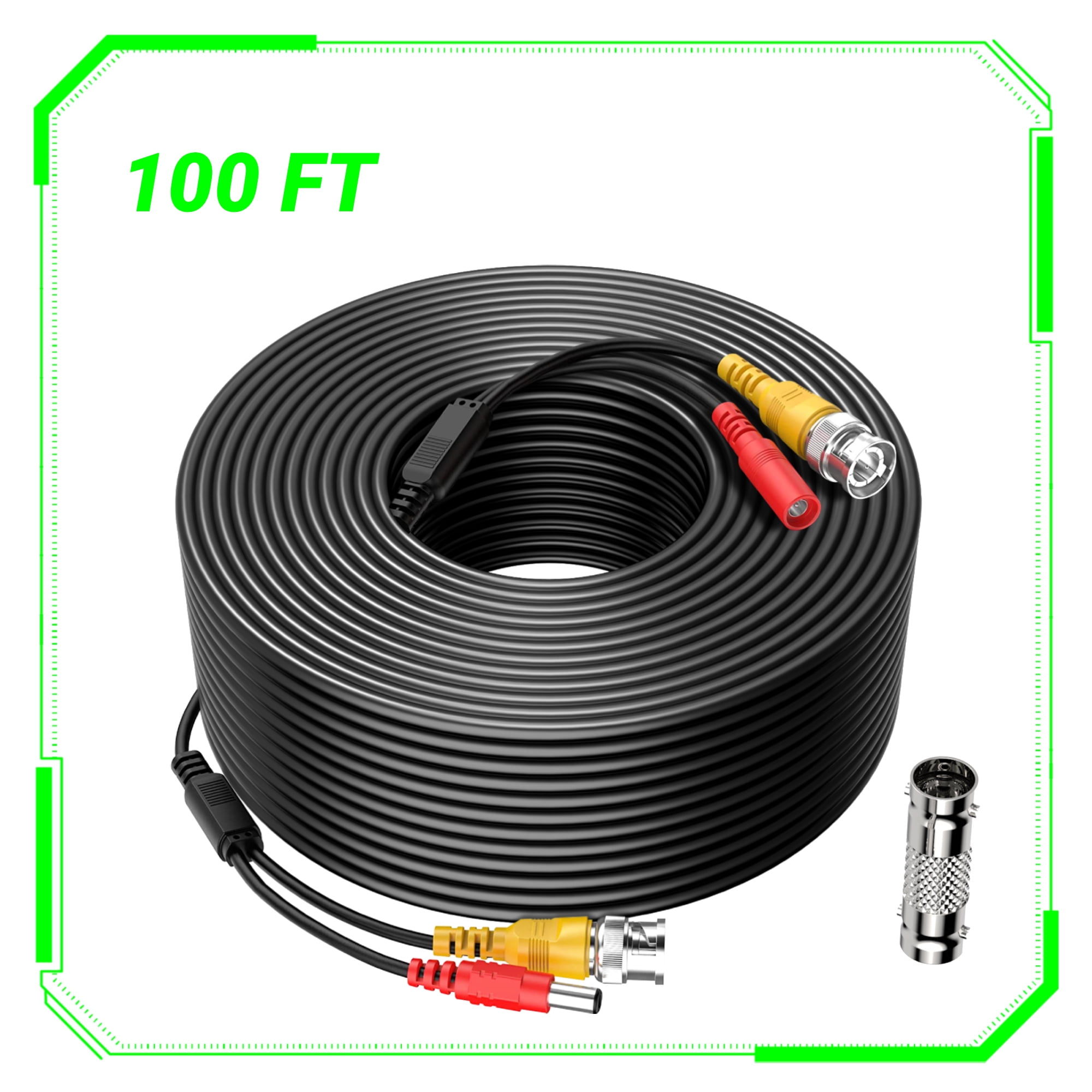 CJP-Geek 100FT All-in-One Video Power Cable BNC Fire Resistant,All-in ...