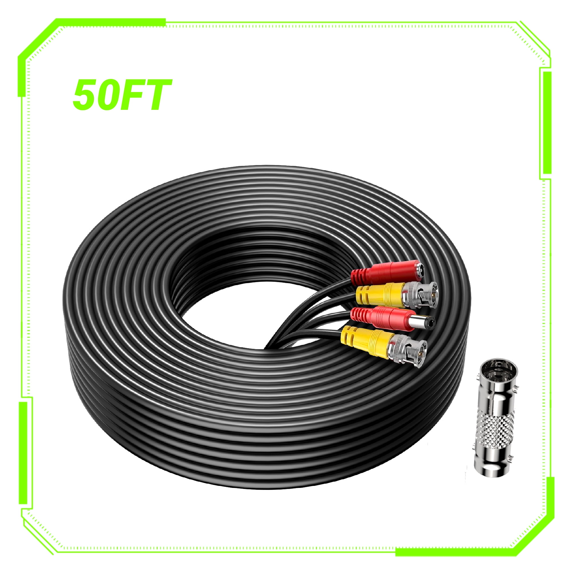 CJP-Geek 50FT 2-in-1 Video Power Cable,Weatherproof And Fire Rated ...