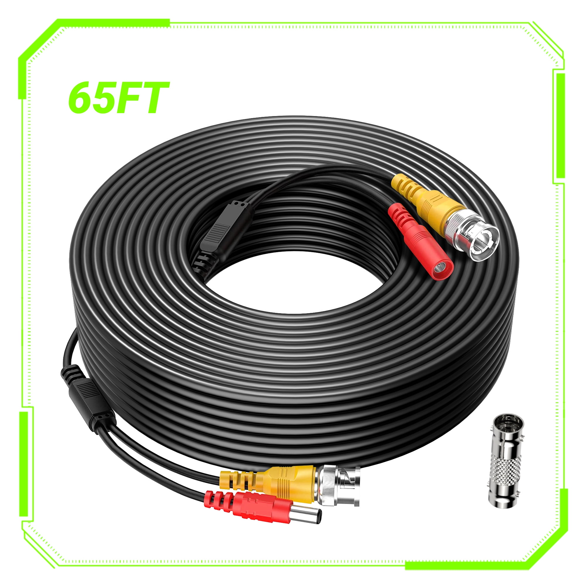 CJP-Geek 65FT 2-in-1 Security Camera Video BNC Cable,Weatherproof Cable ...