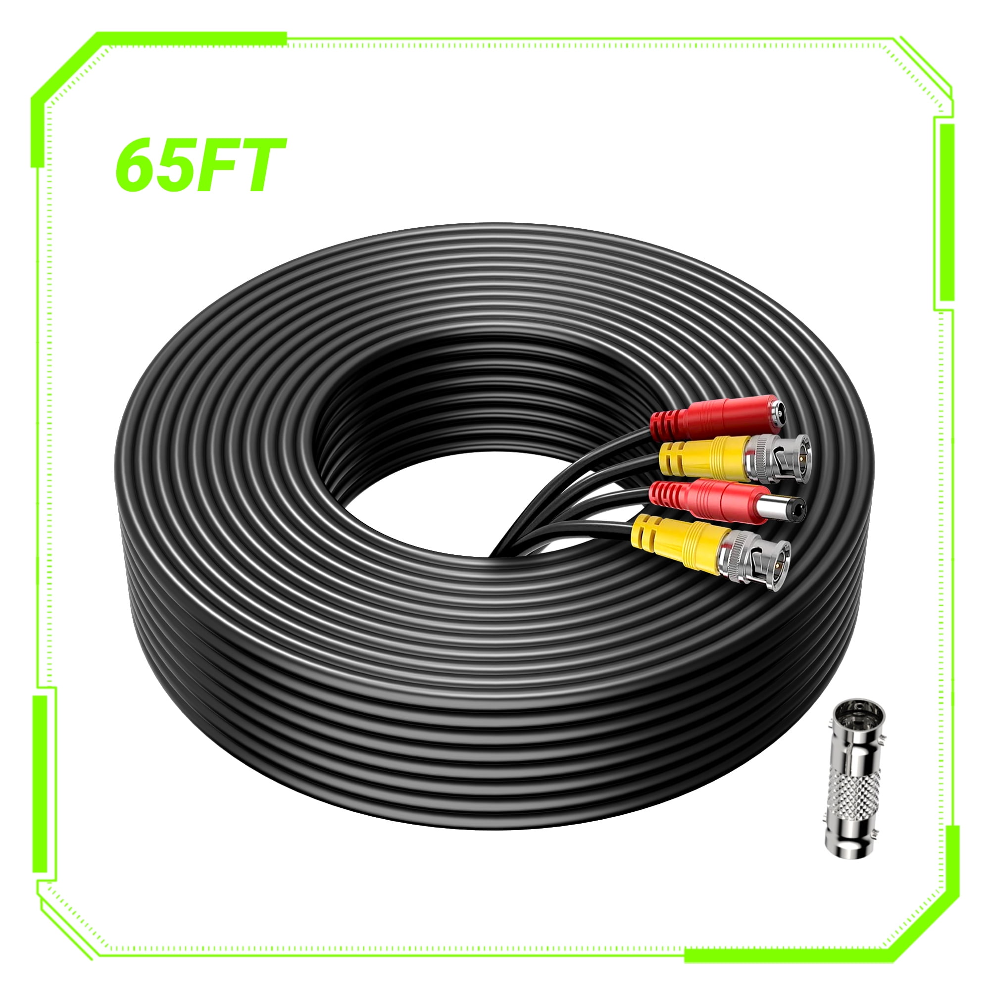 CJP-Geek 65FT BNC Extension Surveillance Cable,Weatherproof And Fire ...
