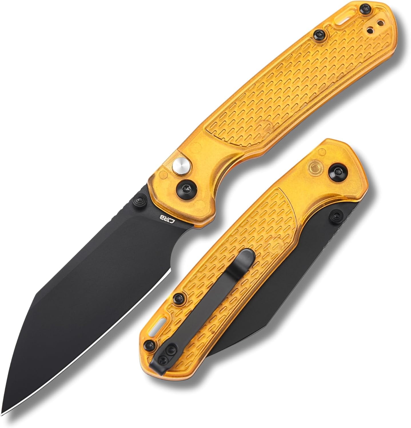 CJRB Pocket Folding Knife Pyrite-Light J1945-AMB(Black PVD/Amber ...