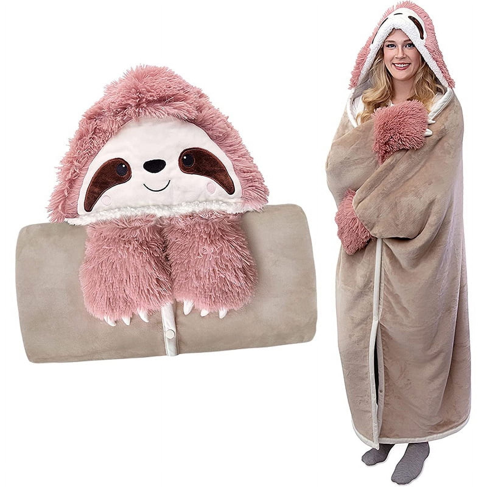CJYCJ Adult Sloth Wearable Hooded Blanket - Super Soft Warm Cozy Plush ...