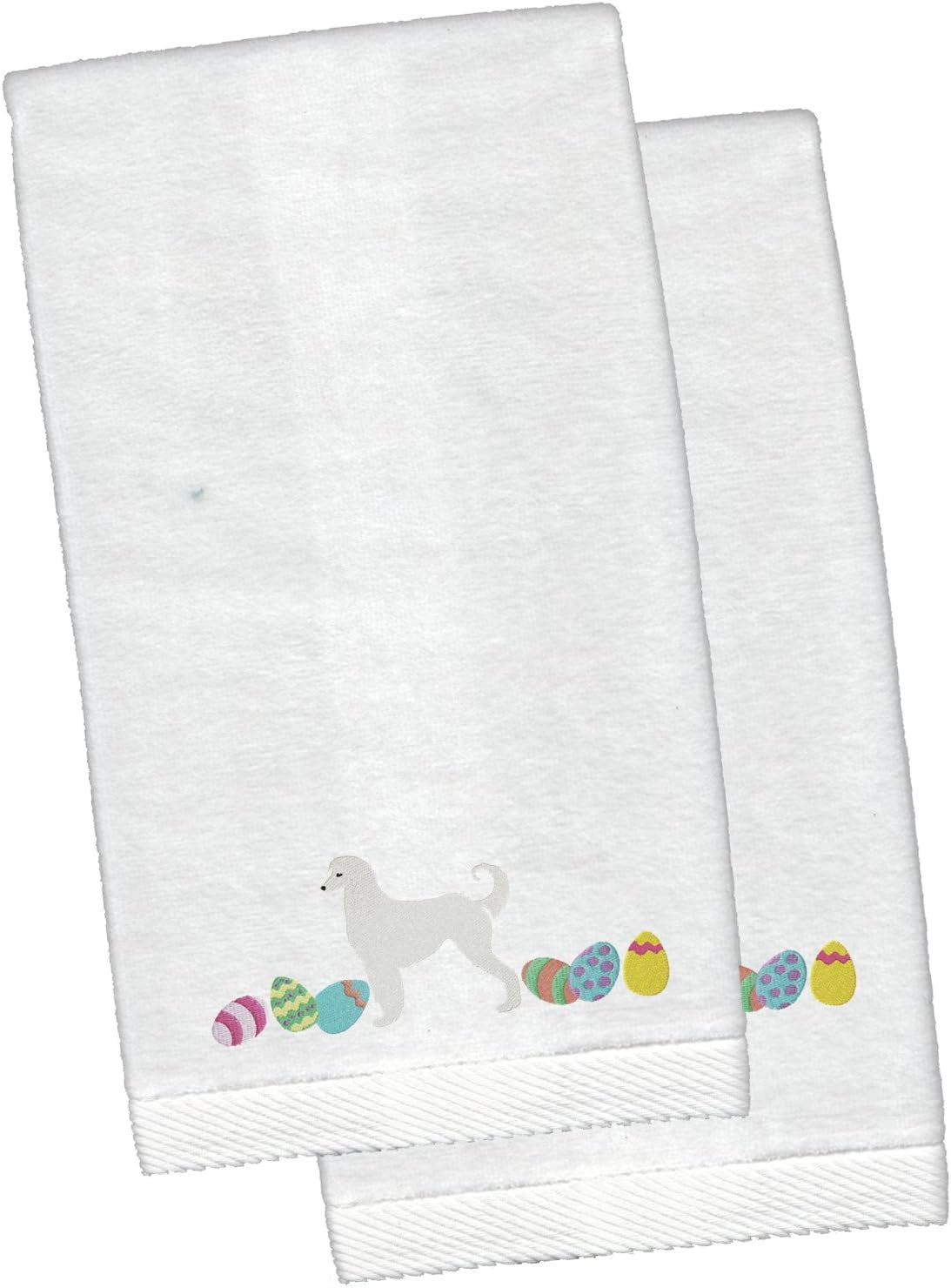 CK1592KTEMB Afghan Hound Easter White Embroidered Plush Hand Towel Set ...