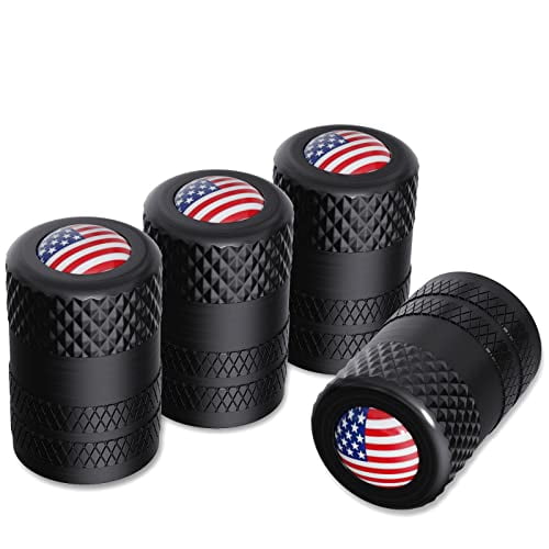 CKAuto American Flag Valve Stem Caps, Aluminum USA Tire Valve Caps ...