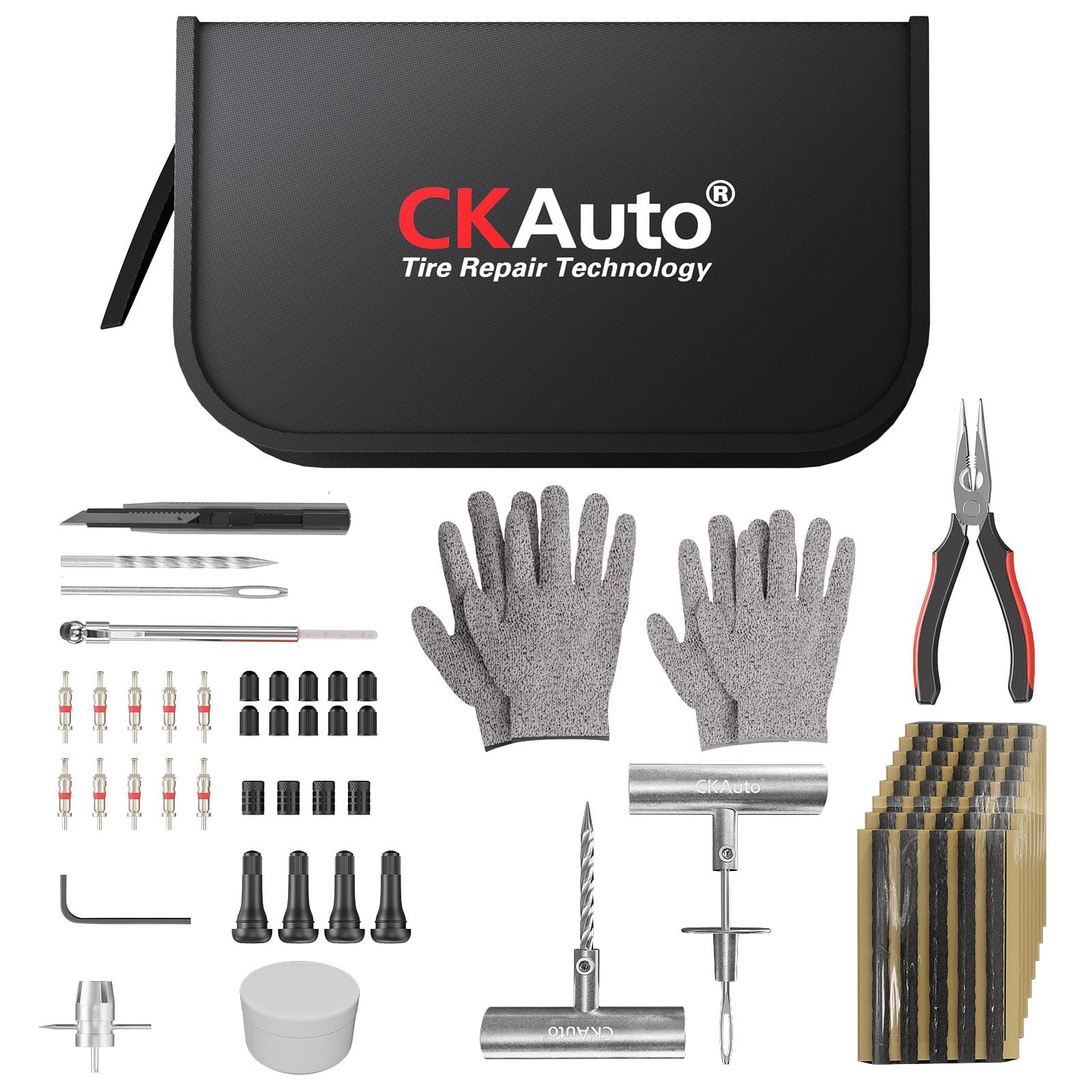 CKAuto Tire Plug Repair Kit, Heavy Duty Car Emergency Tool Kit for Flat ...