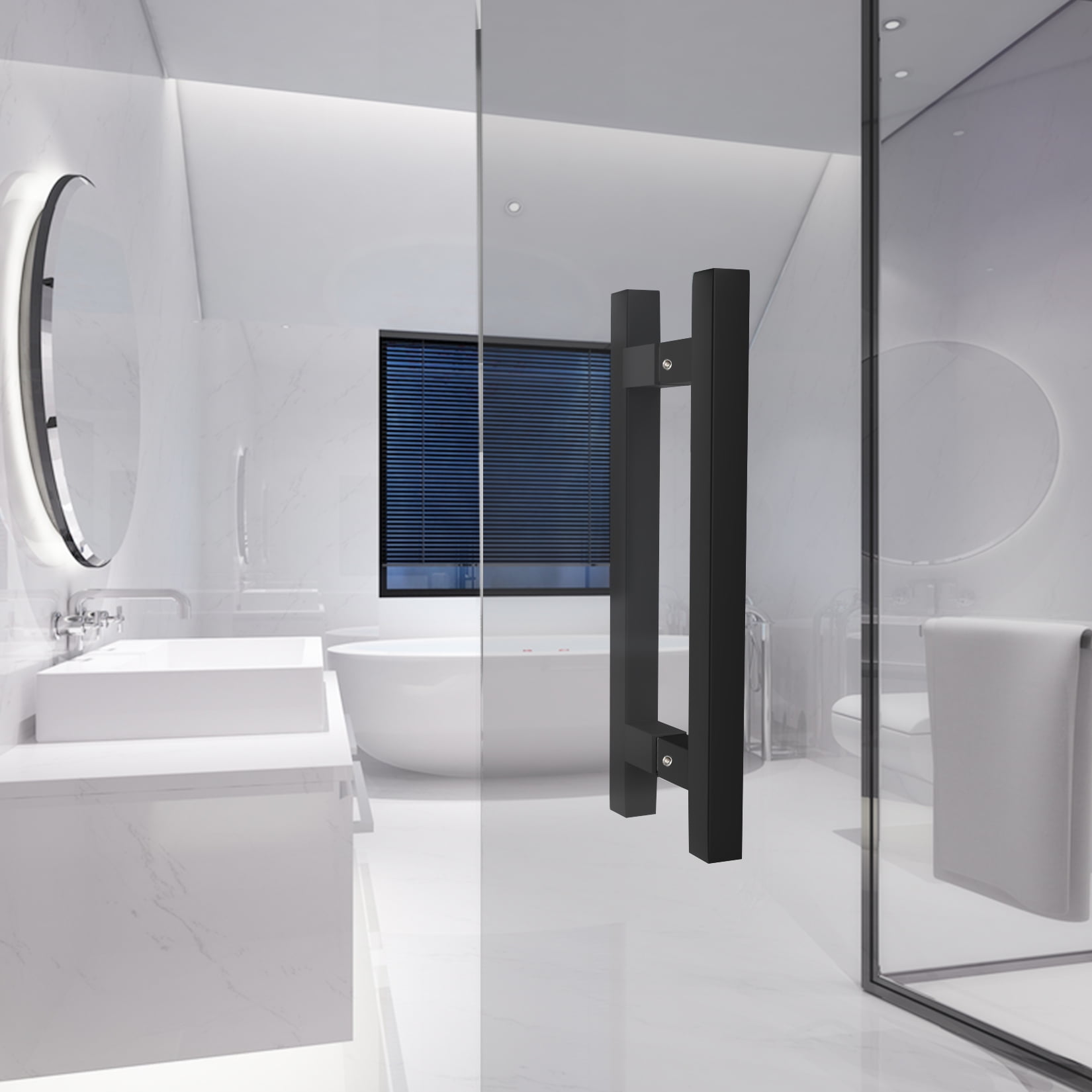 CKB 8-inch ladder shape Black Glass shower Door pull bathroom Handle ...