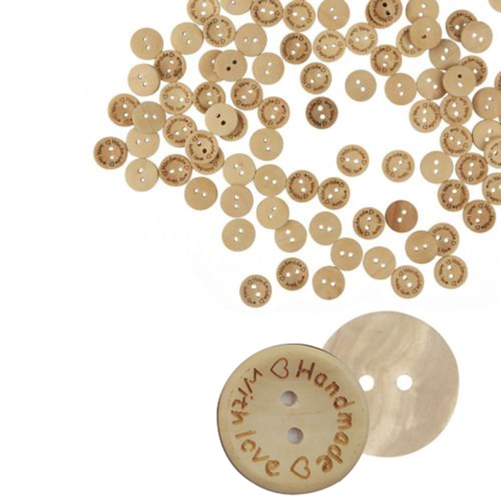 CKDOHAPEL 100PCS Wood Handmade 2 Holes Wooden Buttons Sewing ...