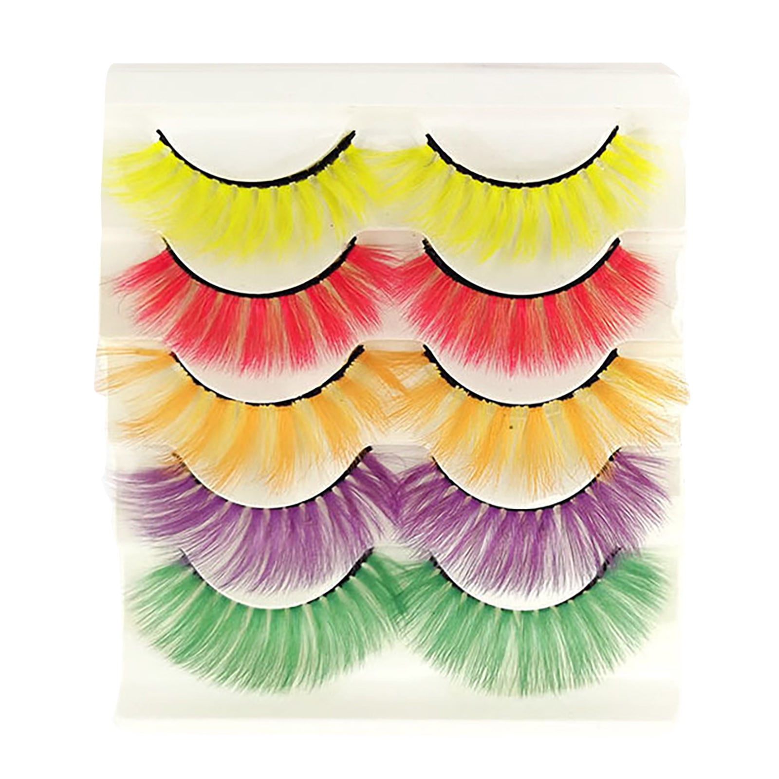 CKDOHAPEL 5 Pairs 3D Eyelashes Natural Long Thick Colorful False Boxes ...