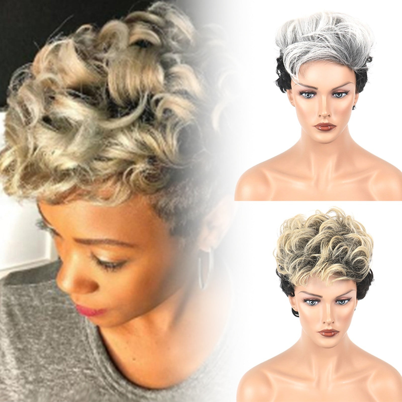 CKDOHAPEL Black Women's Turban Wig African Wig Black Women Short Hair ...