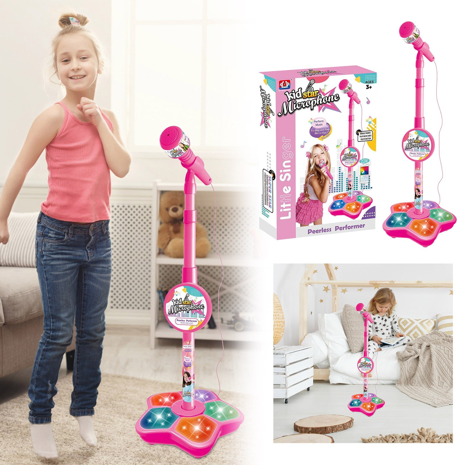 CKDOHAPEL Children's Microphone Toy Super Cool 5 Lights Boys and Girls ...