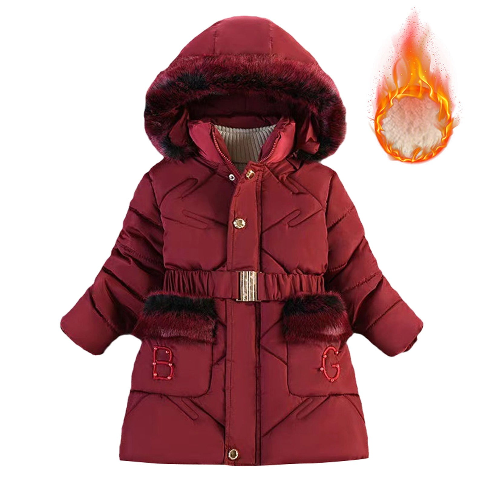 CKDOHAPEL Coat Girls Kids Winter Jacket Winter Coats Medium Length Warm Jacket Windproof ...