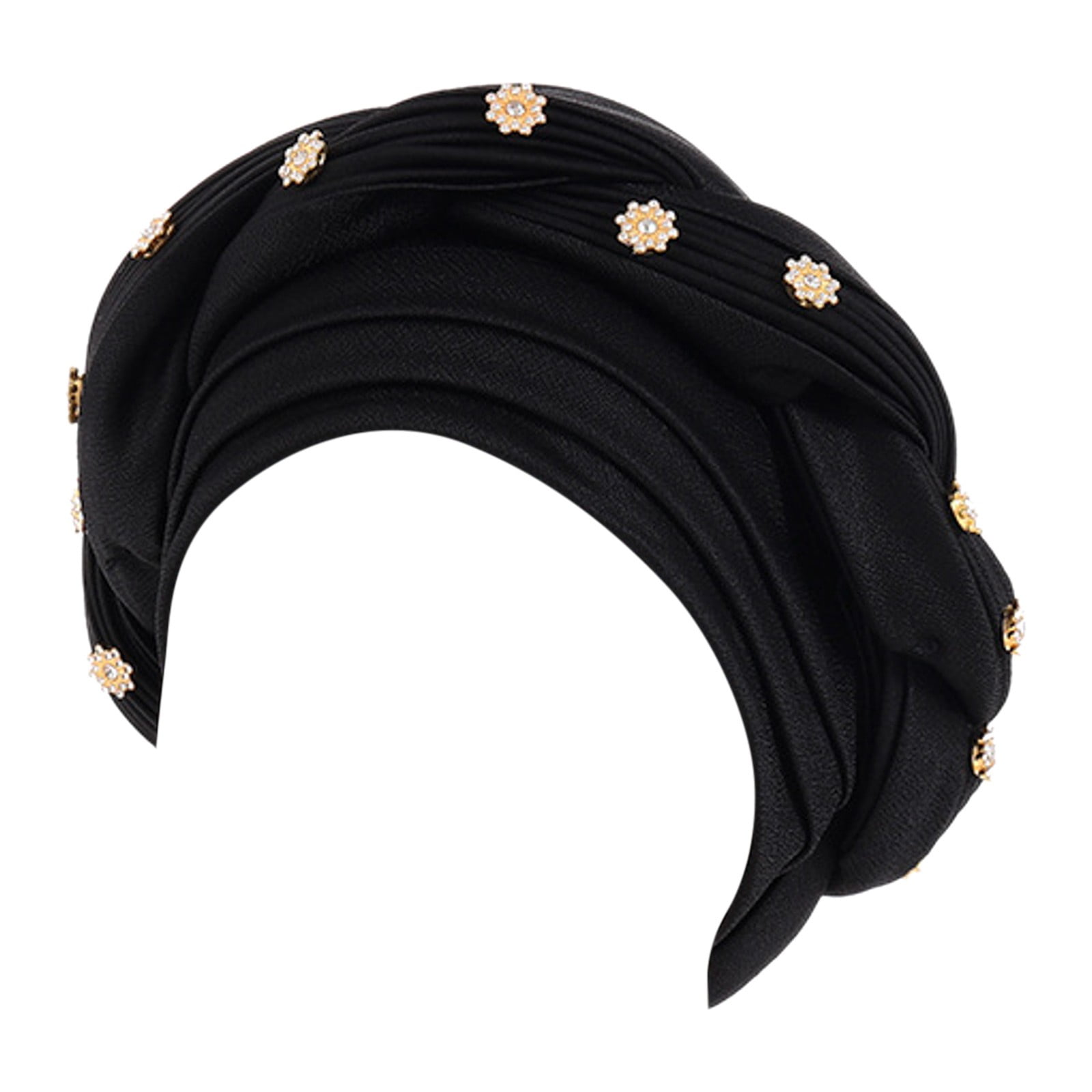 CKDOHAPEL Fashion Women Beading Braid Hat Ruffle Cancer Wrap Cap Sleep ...