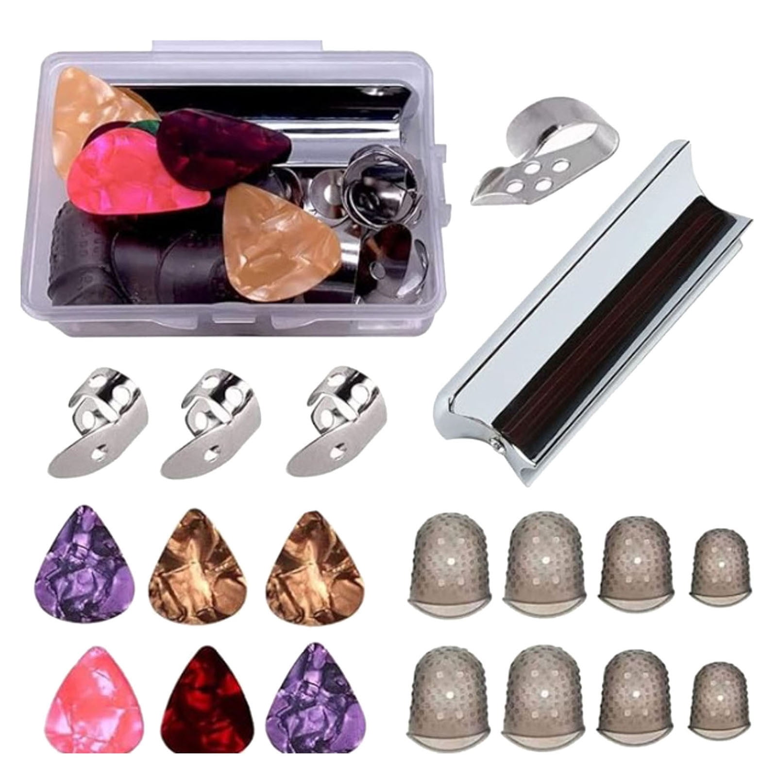 CKDOHAPEL Vaguelly Guitar Slide Steel Tone Bar with 4 Finger Picks for ...