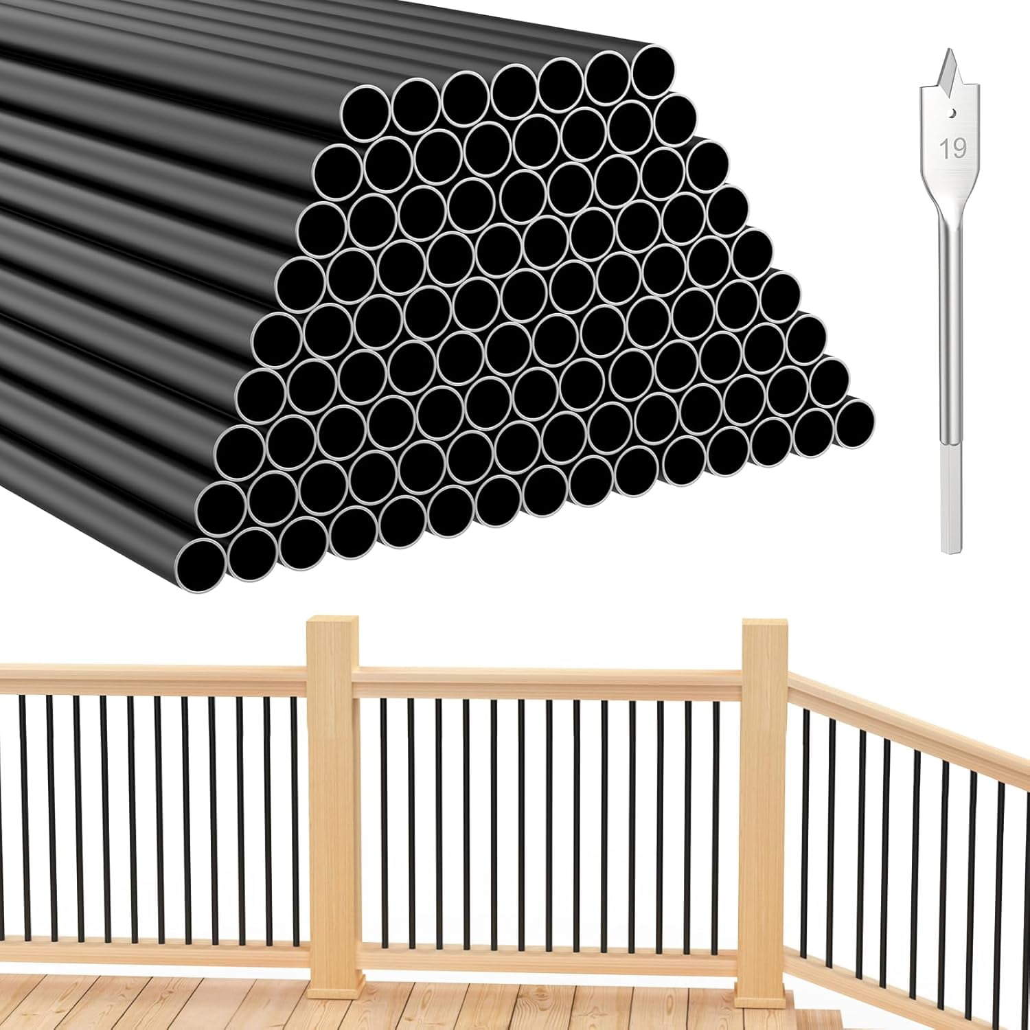 CKE 100 Pack 26" Deck Balusters, Round Aluminum Deck Baluster, 3/4 ...