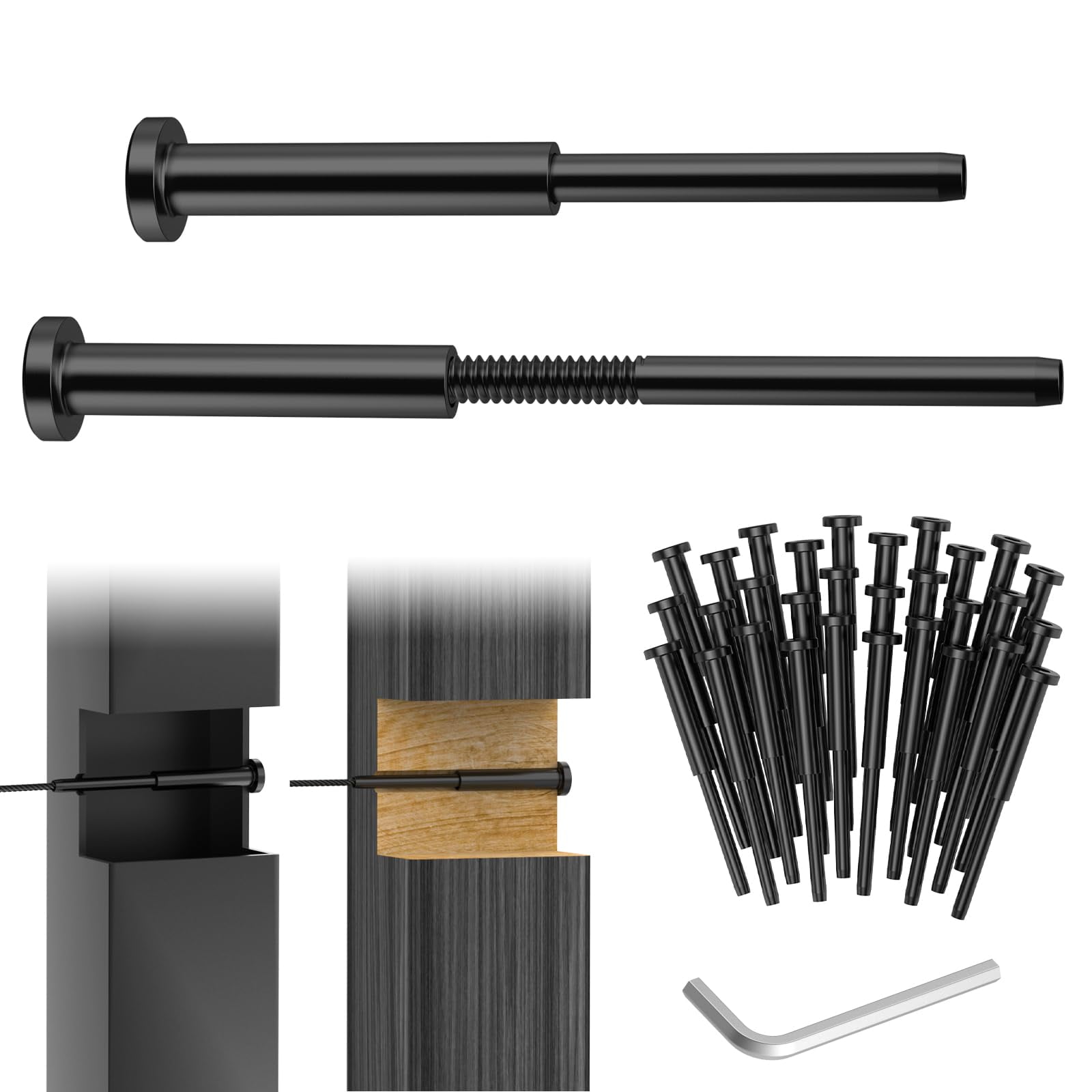 CKE 30 Pack 4"x4" Black Invisible Cable Railing T316 Stainless Steel 1/ ...