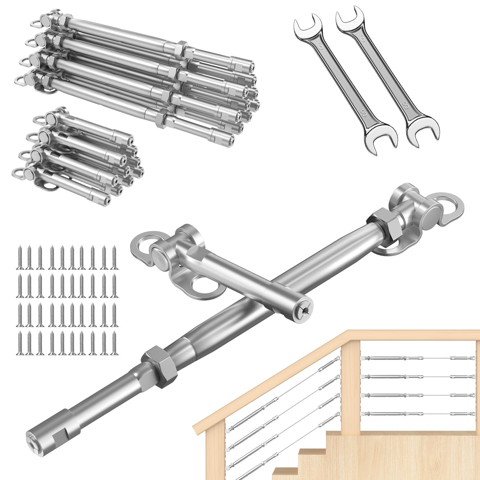 CKE Upgraded 10 Pairs 1/8" Swageless Cable Railing 180 Degree ...