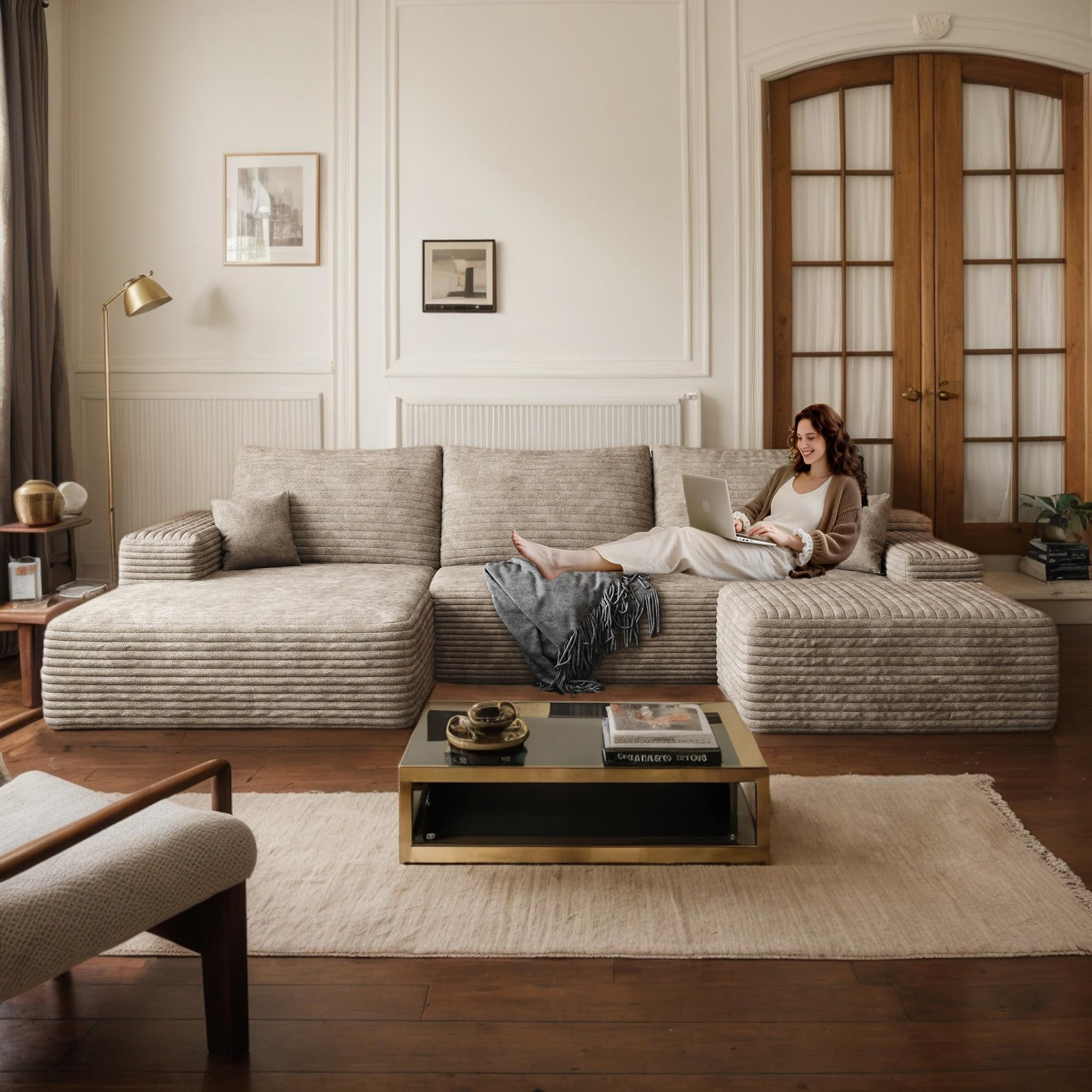 CKEASEAN 107" U-Shaped Modern Modular Sectional Sofa with Left Facing ...