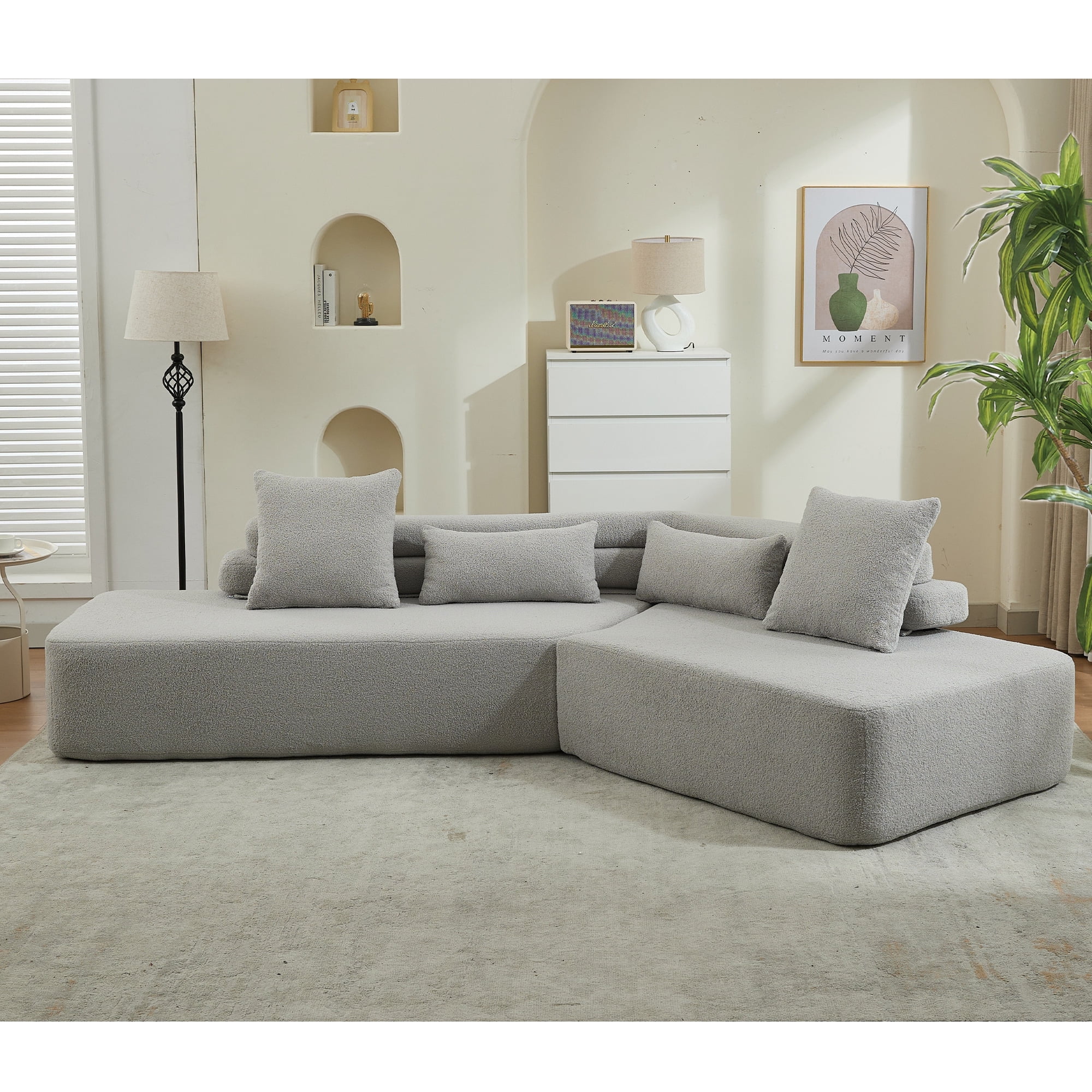 CKEASEAN 128" Oversized Cloud Sectional Couch, 4-Seater Boneless ...
