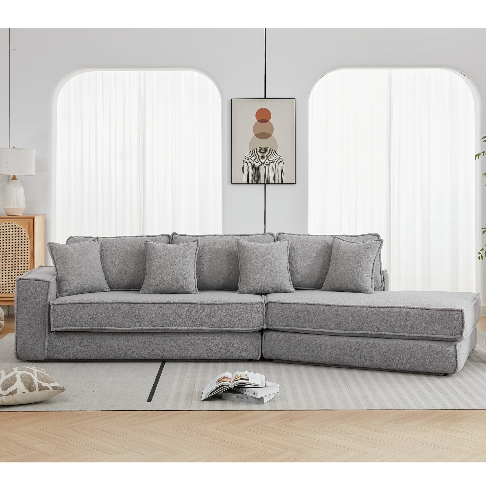 CKEASEAN 133" Folding Convertible Sleeper Sofa Bed with Pillows, 2-in-1 ...