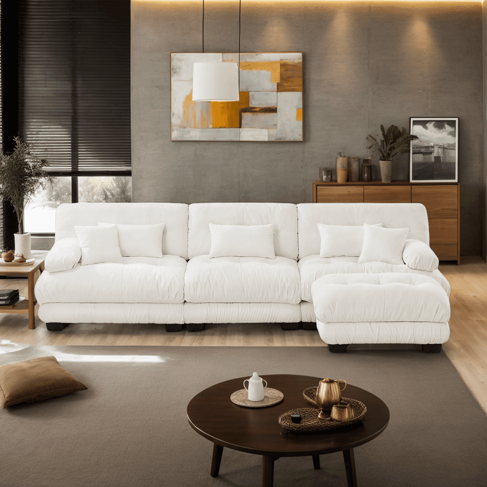 CKEASEAN 134''W Luxury Modular Sectional Sofa, L Shaped Couch with ...
