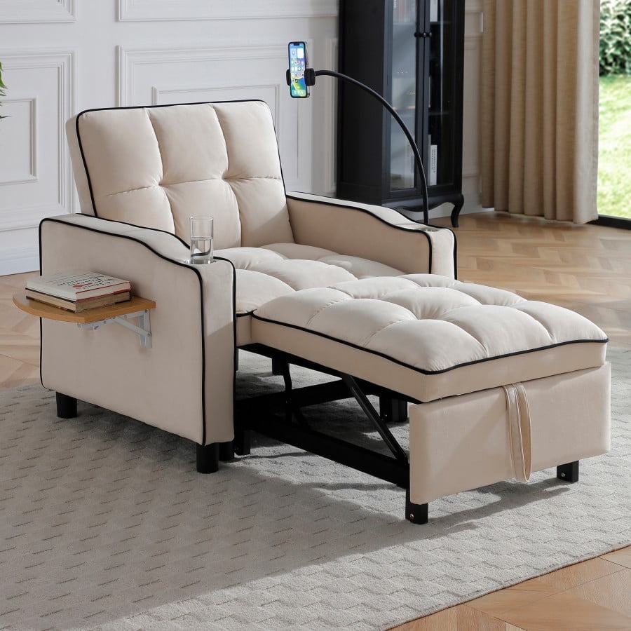 CKEASEAN 3-in-1 Sleeper Sofa Chair Bed with Phone holder, 33"W ...