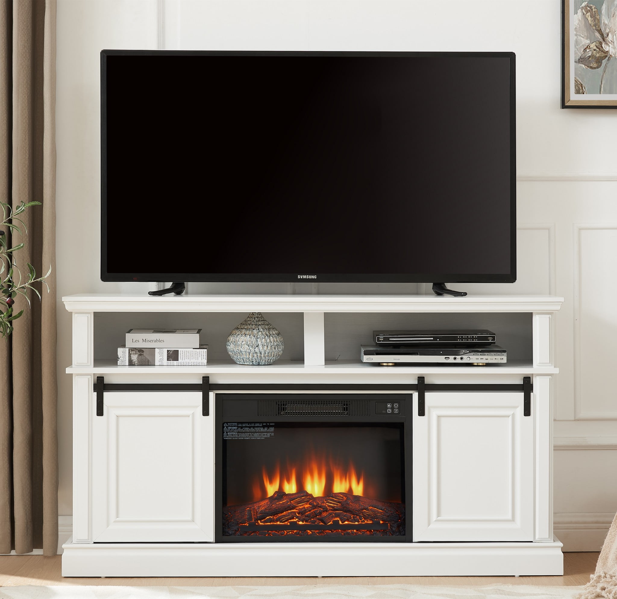 CKEASEAN Electric Fireplace TV Stand, 58"W Entertainment Center with 2 ...