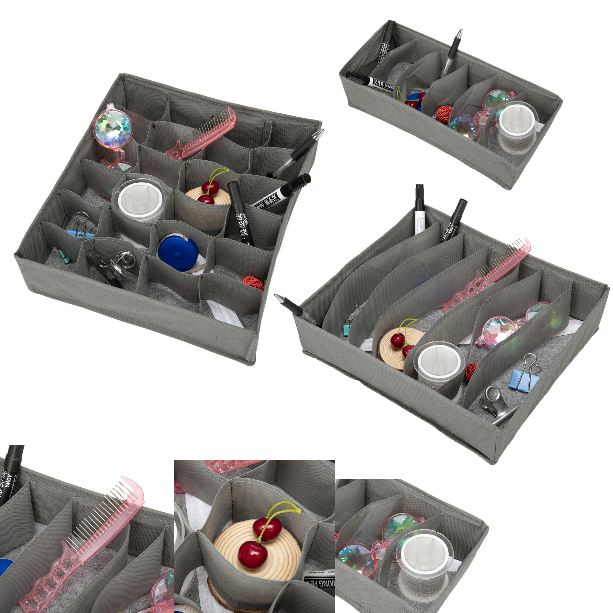 CKEUS 3-pack Drawer Divider, Foldable Fabric Closet Organizer Dresser ...