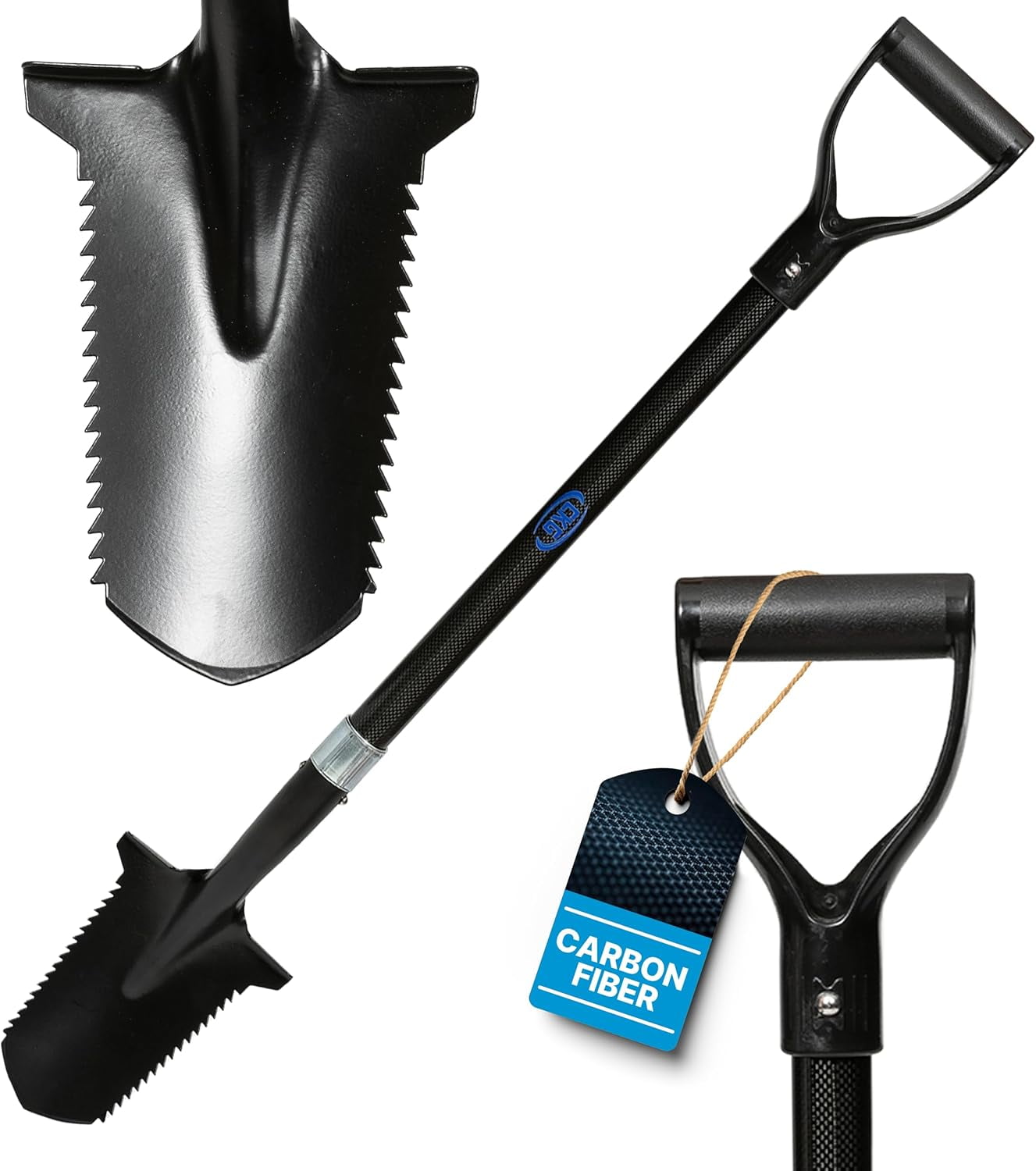 CKG Carbon Metal Detecting Shovel Digging Tool with Double Serrated ...