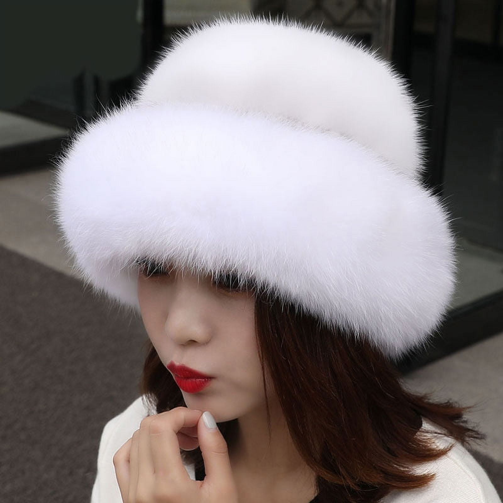 CKLC Faux Fur Trimmed Winter Hat for Women, Soft, Stylish, Warm, White ...