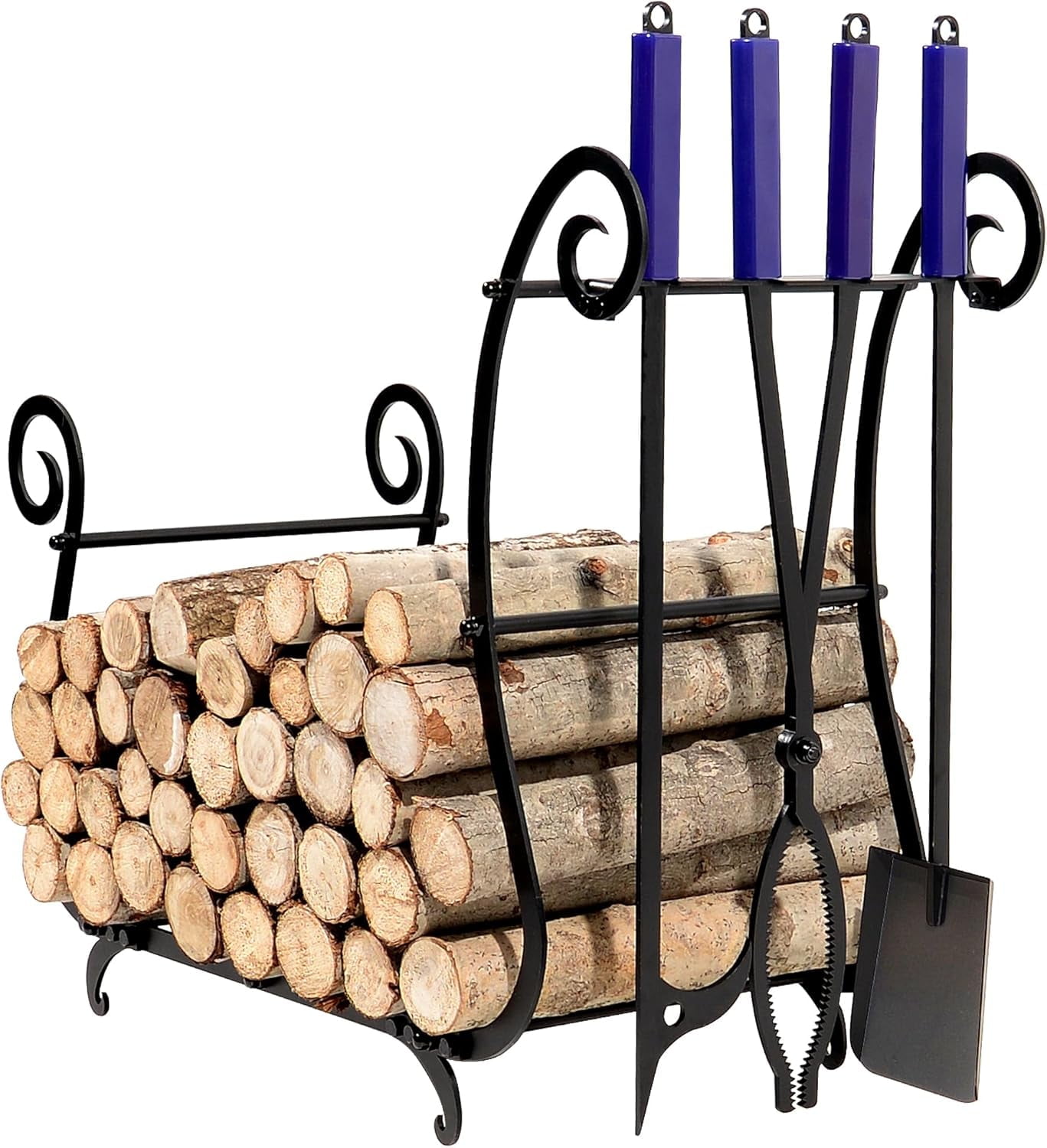 CKLTFirewood Rack with 28in Fireplace Tools Set,Rack Log Holder with ...