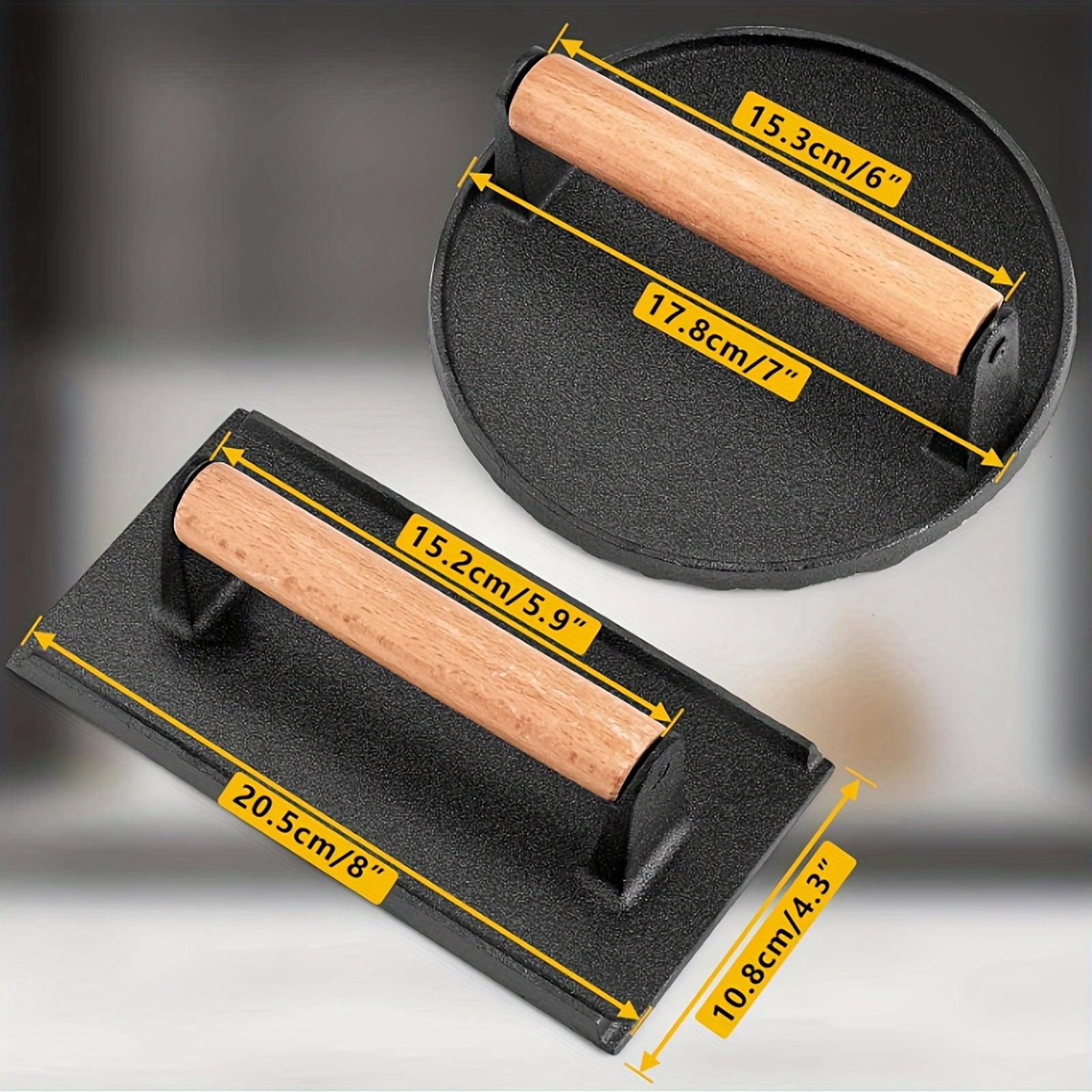 CKLXNGT 1pc Burger Press Meat Press For Griddle Round Cast Iron Grill ...