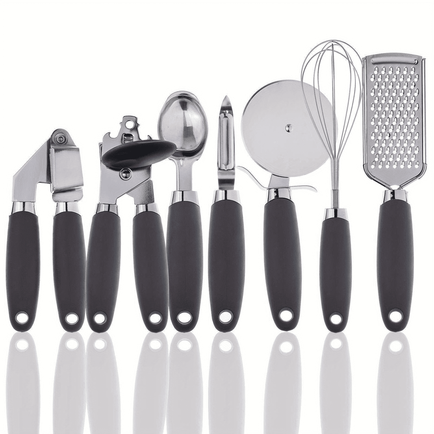 CKLXNGT 7-Piece Stainless Steel Kitchen Tool Set - Can Opener Pizza Cutter Egg Beater Peeler ...