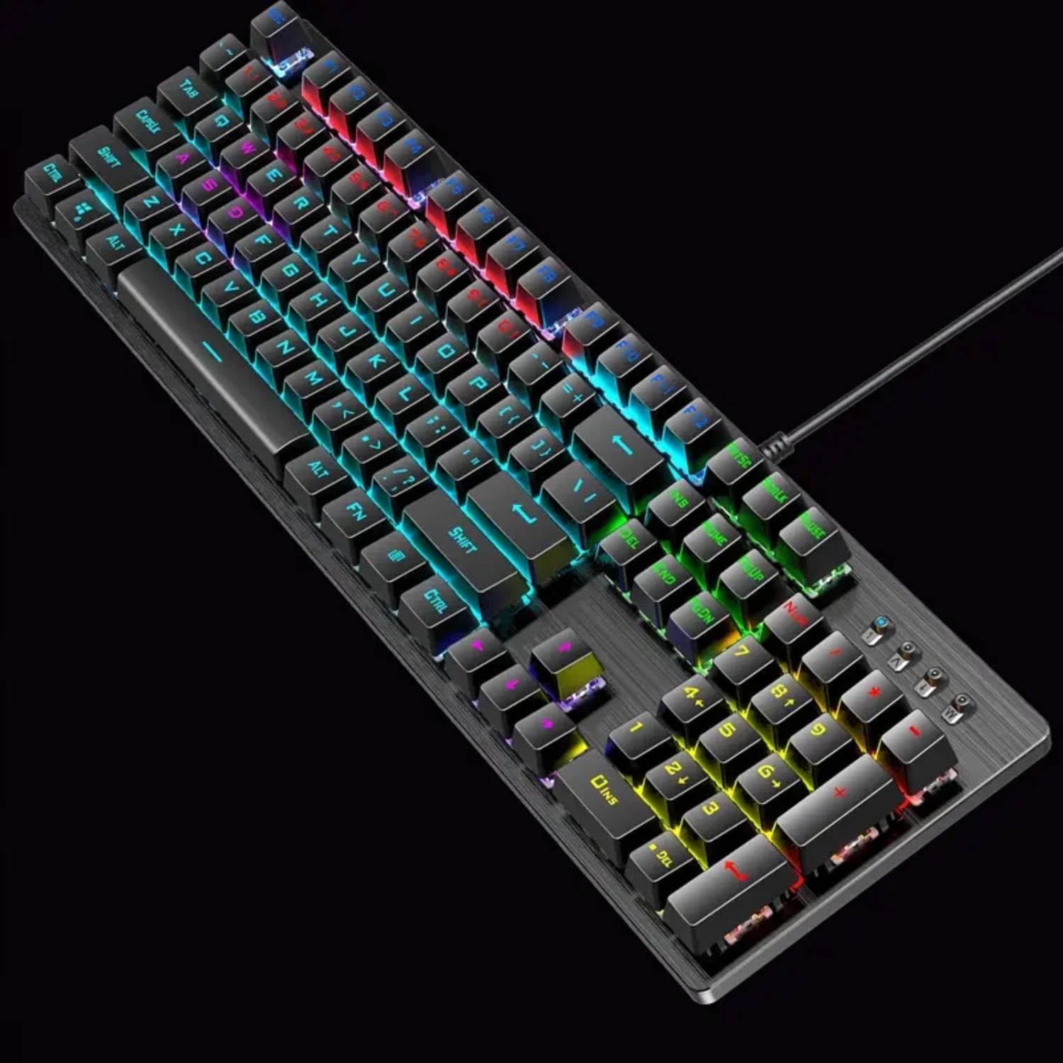 CKLXNGT Full Size Rainbow Blacklit Mechanical Gaming Keyboard with Anti ...