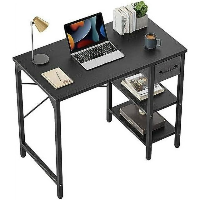 CKPFVY Computer Desk 35 Inch Small Home Office Desk with Drawer Shelves ...