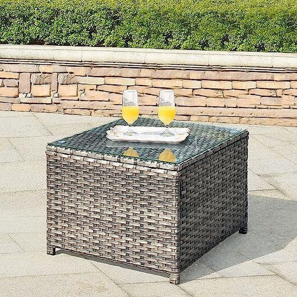 CKPFVY Patio Coffee Table Outdoor Wicker Rattan Garden Tea Table Square ...