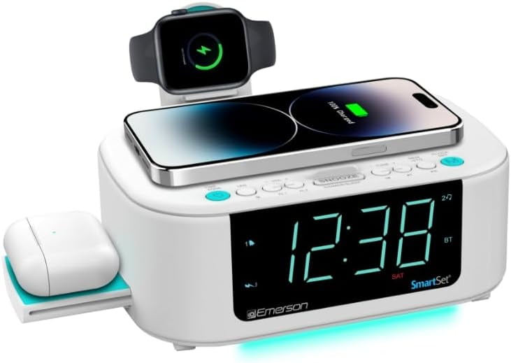 CKSW5010 Smartset Wireless Charging, Dual Alarm FM Clock, Bluetooth ...