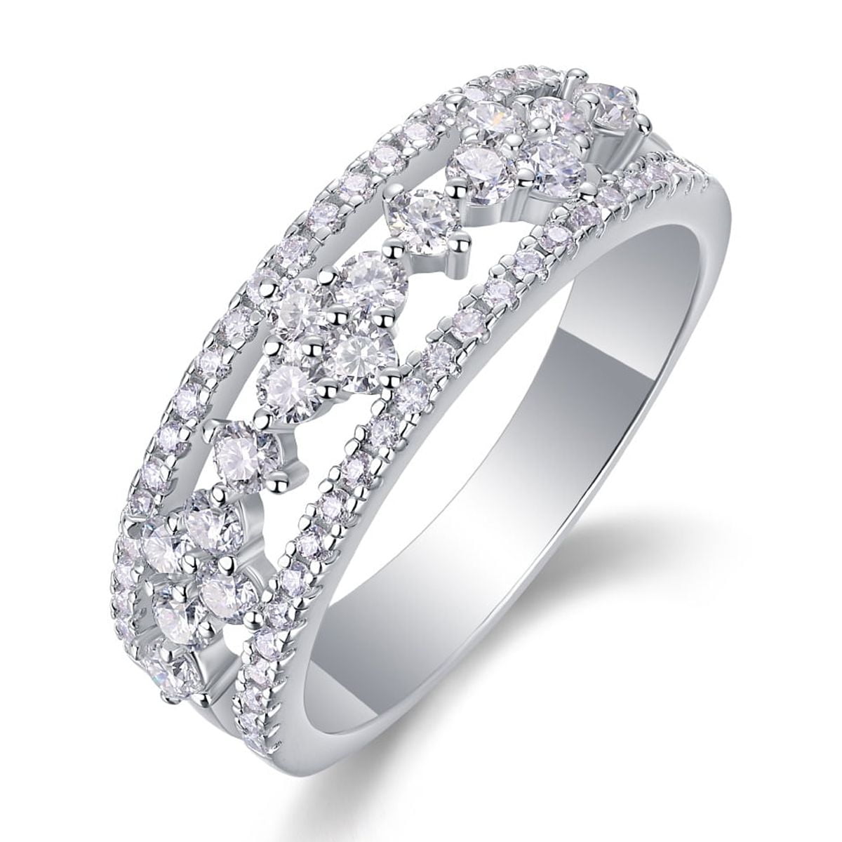 CKT Beautiful S925 Silver Plated 18k White Gold Ring with 0.7 Carat Moissanite Stone, Perfect ...