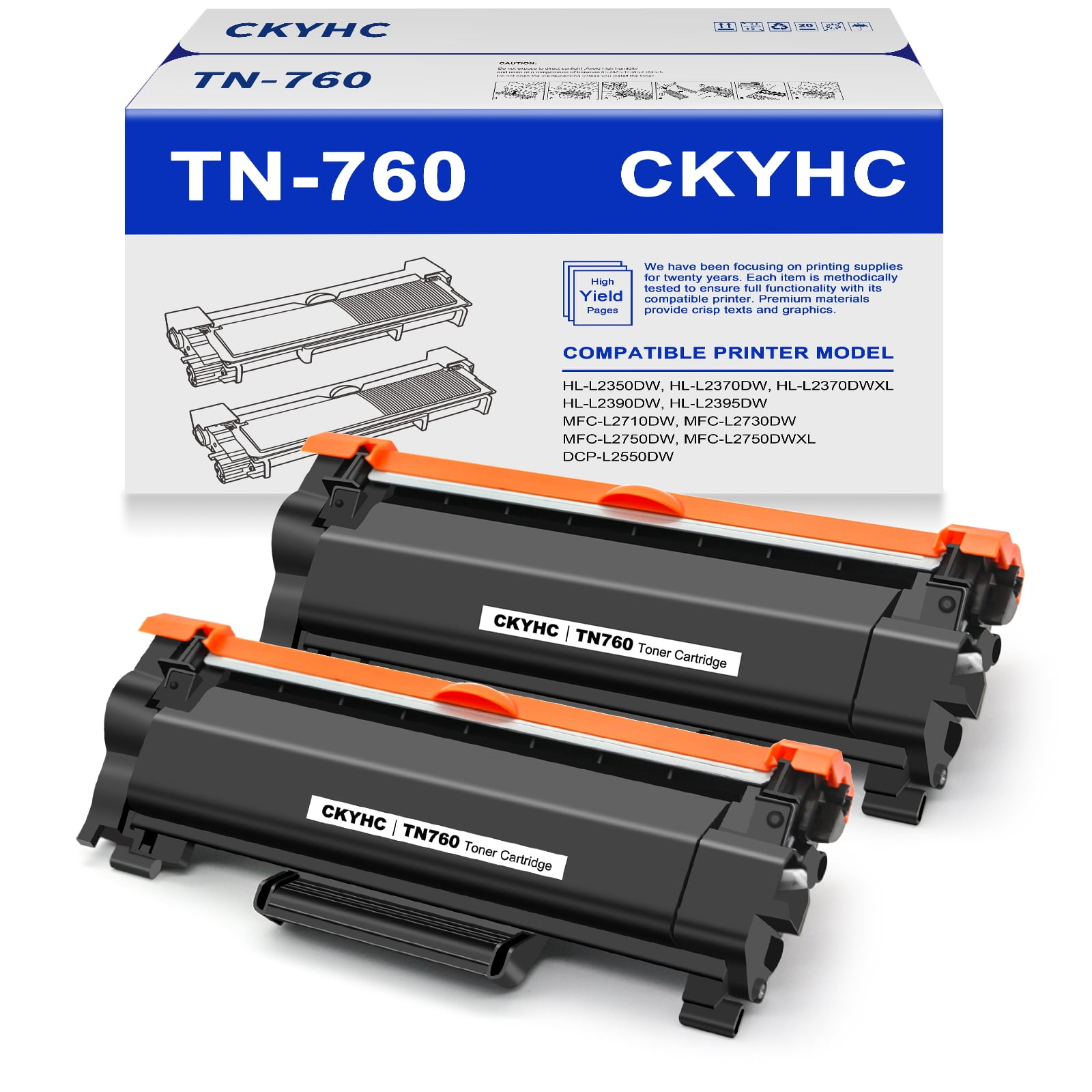 CKYHC Black Toner Cartridge Replacement for Brother TN760 TN-760 TN730 ...