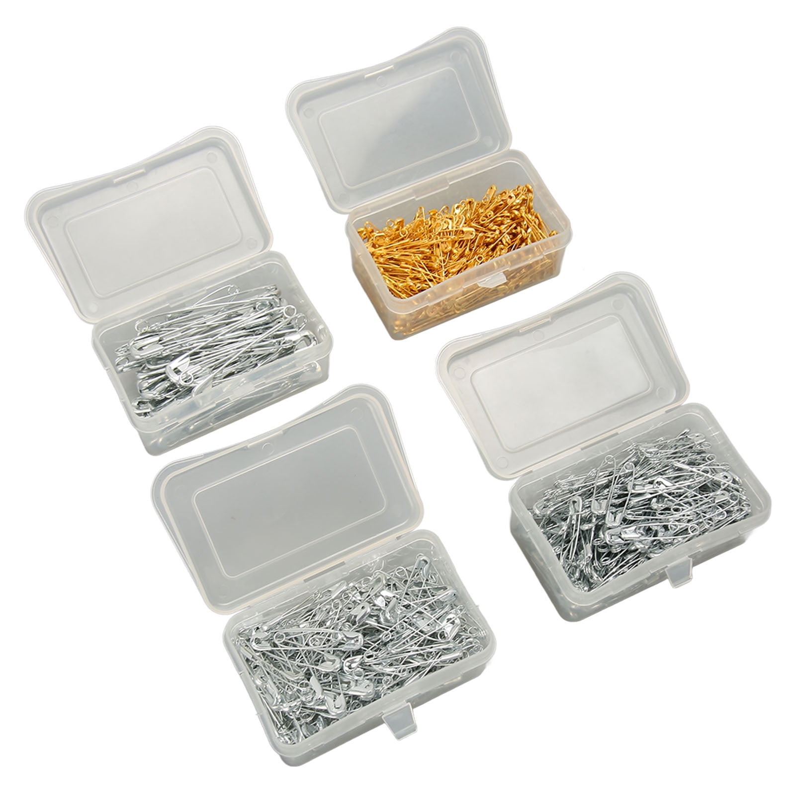 CKYX 4 Boxes Metal Safety Pins Stainless Steel Assorted Small and Large ...