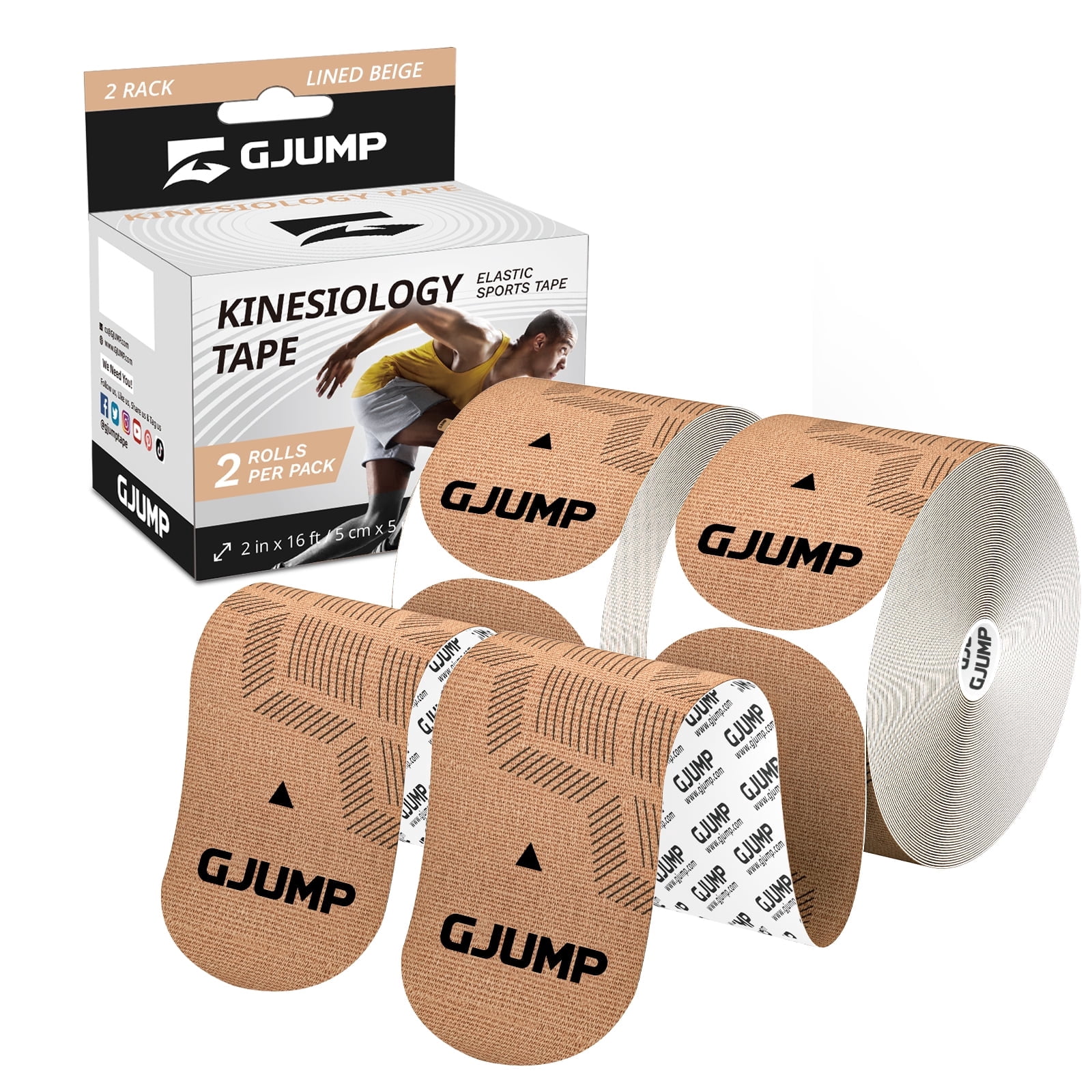 GJUMP, Kinesiology Tape, 2 Rolls, 40 Precut Strips Waterproof - Walmart.com