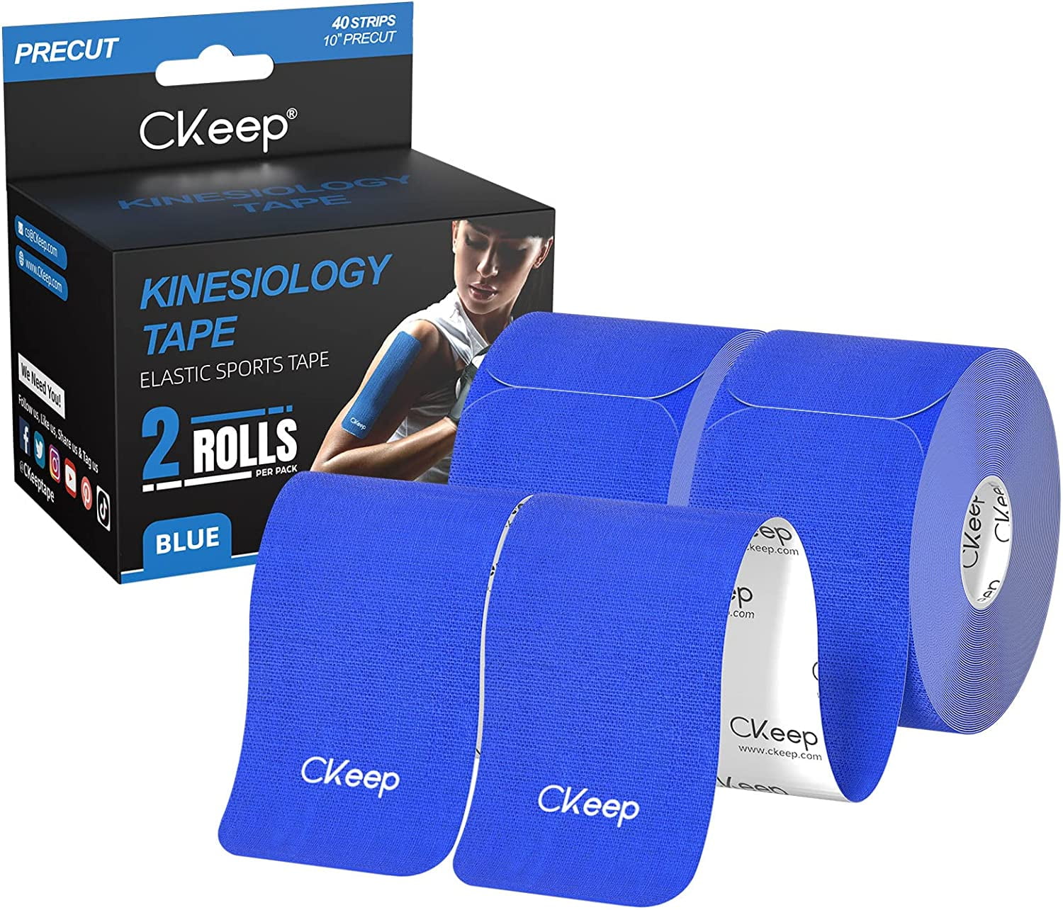CKeep Kinesiology Tape (2 Rolls), Original Cotton Elastic Premium ...