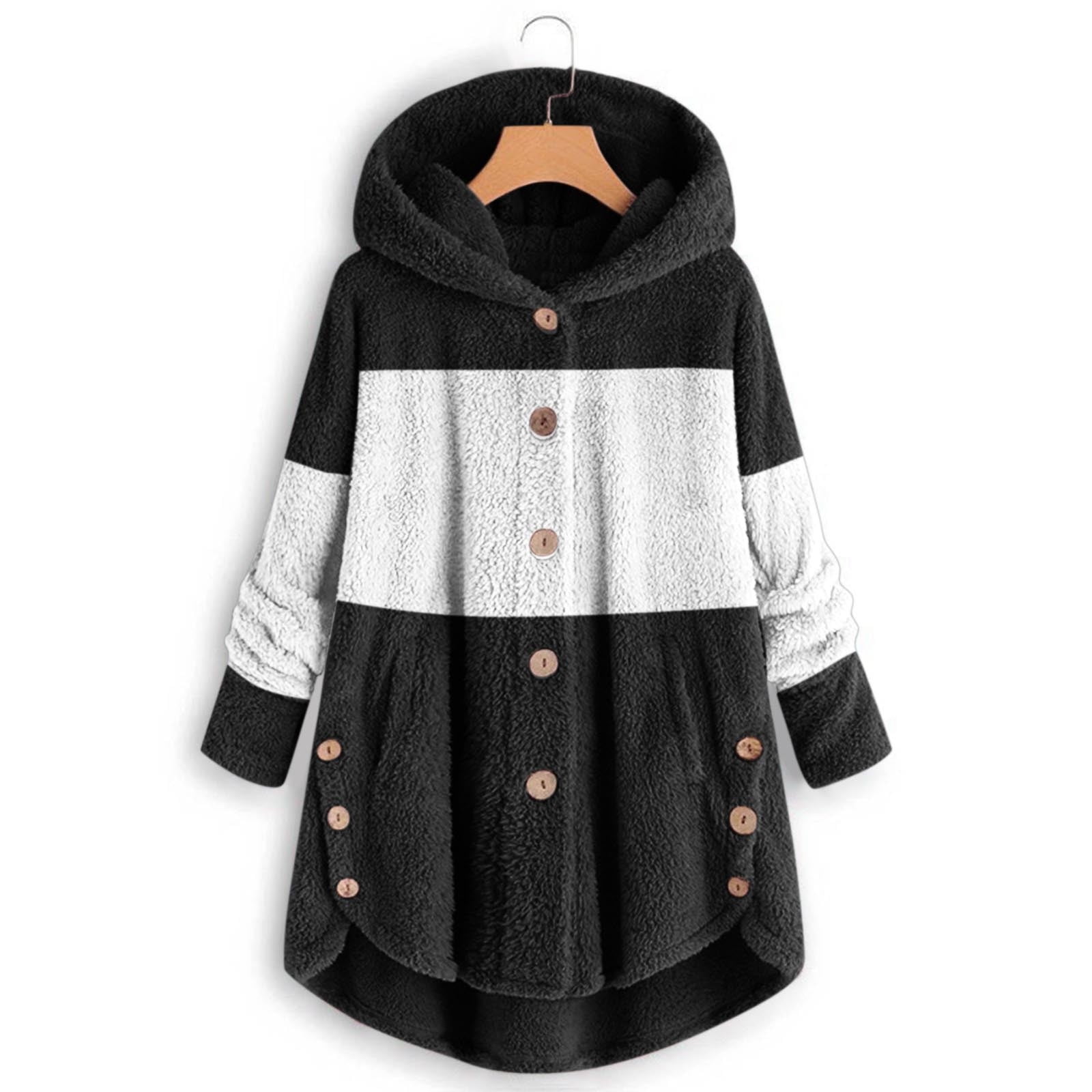 CKpwisy Fleece Jackets for Women 2025 Trendy Color Block Button Down ...