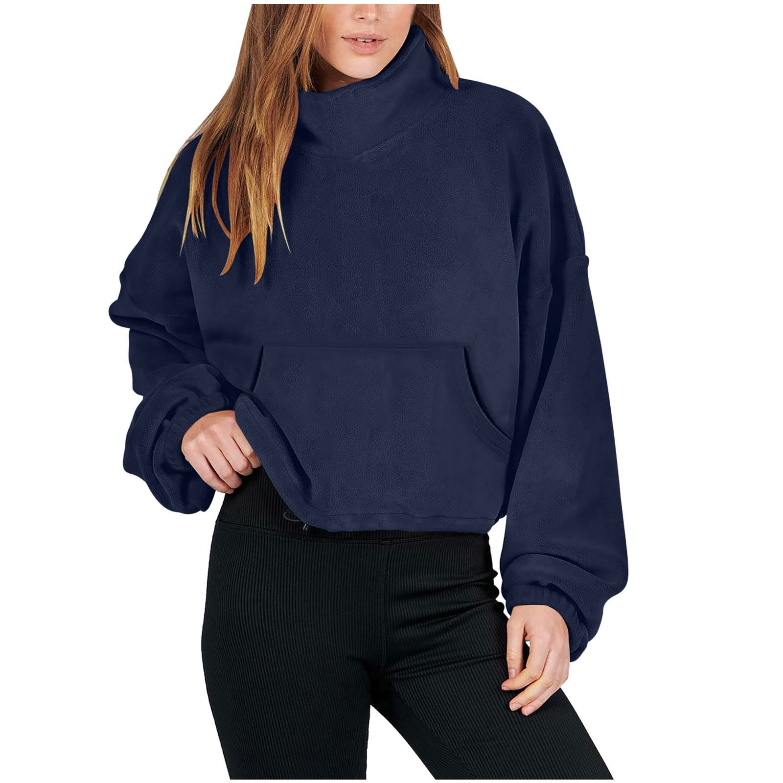 CKpwisy Half Zip Sweatshirts Trendy Cropped Hoodies Womens Quarter Zip ...