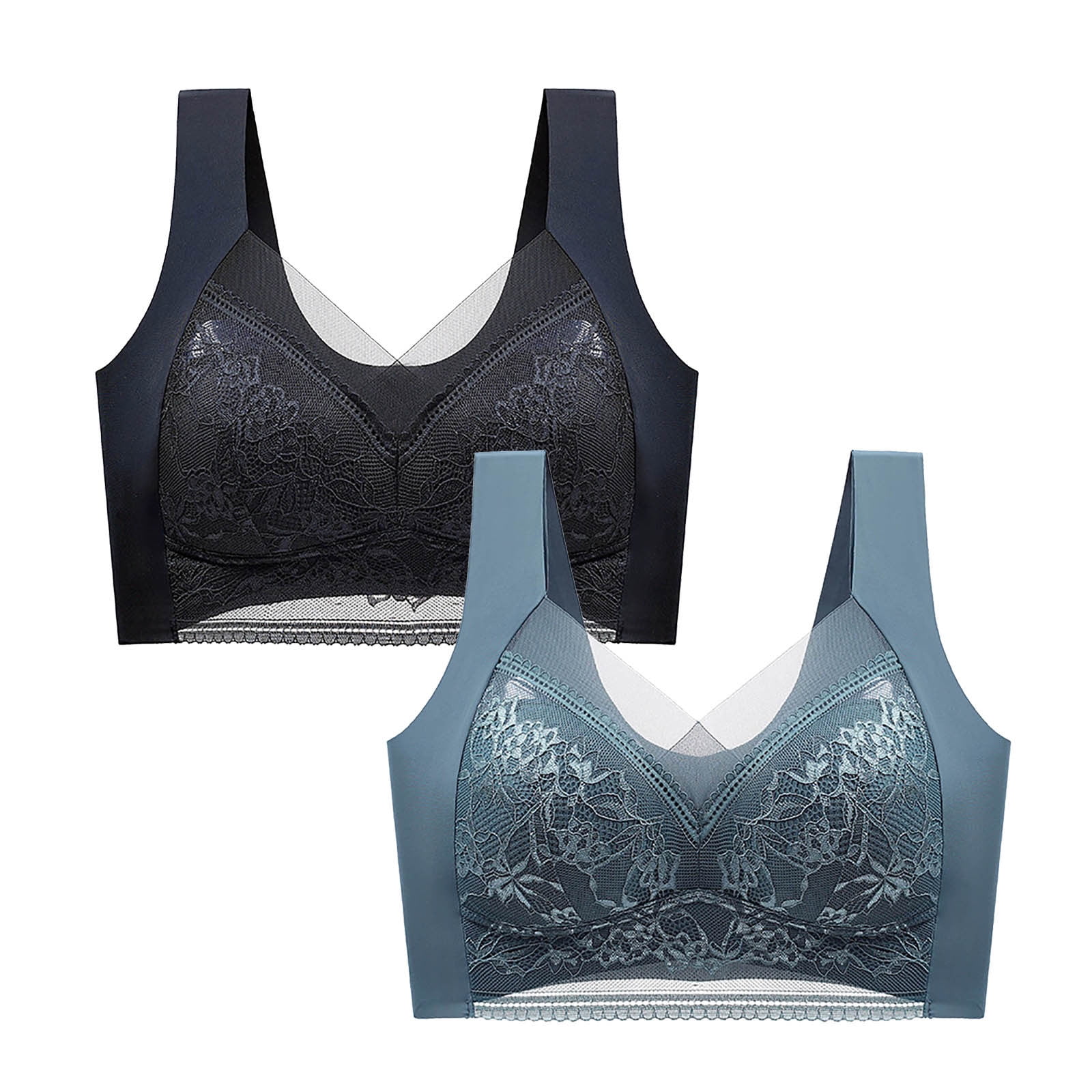 CKpwisy Ice Silk Lace Cooling Comfort Bra Seamless Push Up T-Shirt Bra ...
