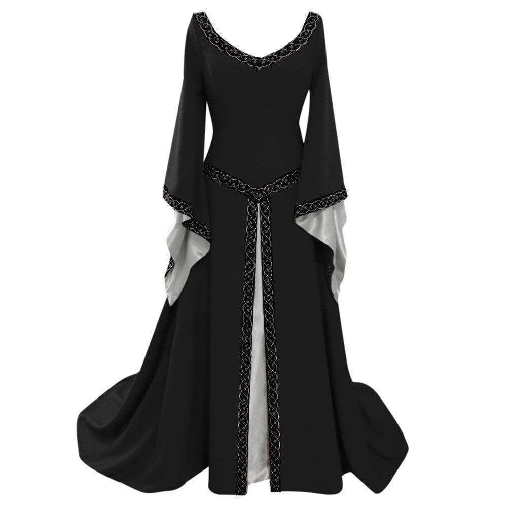 Ckpwisy Medieval Dress Flare Long Sleeve Renaissance Dress For Women