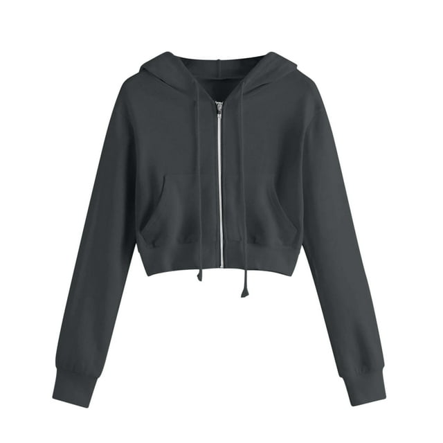 CKpwisy Teen Girls Cropped Hoodies 2024 New Zip Up Long Sleeve ...