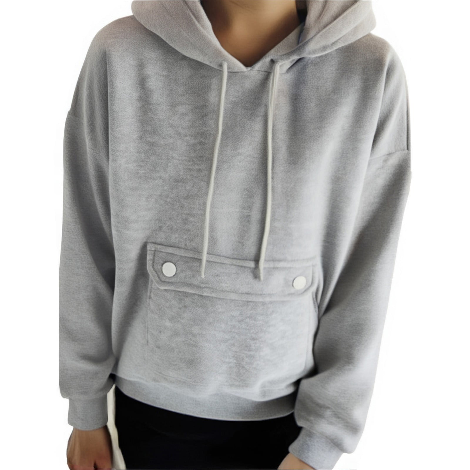 CKpwisy Women Oversized Hoodies Solid Drawsting Fleece Long Sleeve ...
