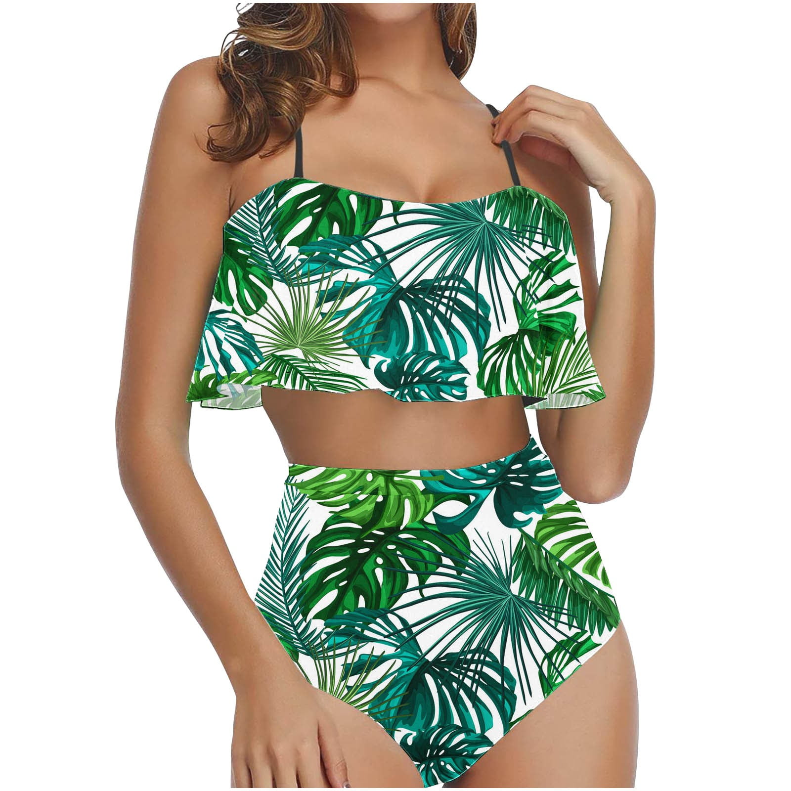 Ckpwisy Women Ruffle Bathing Suits Two Piece Swimwear Ruffled Flounce