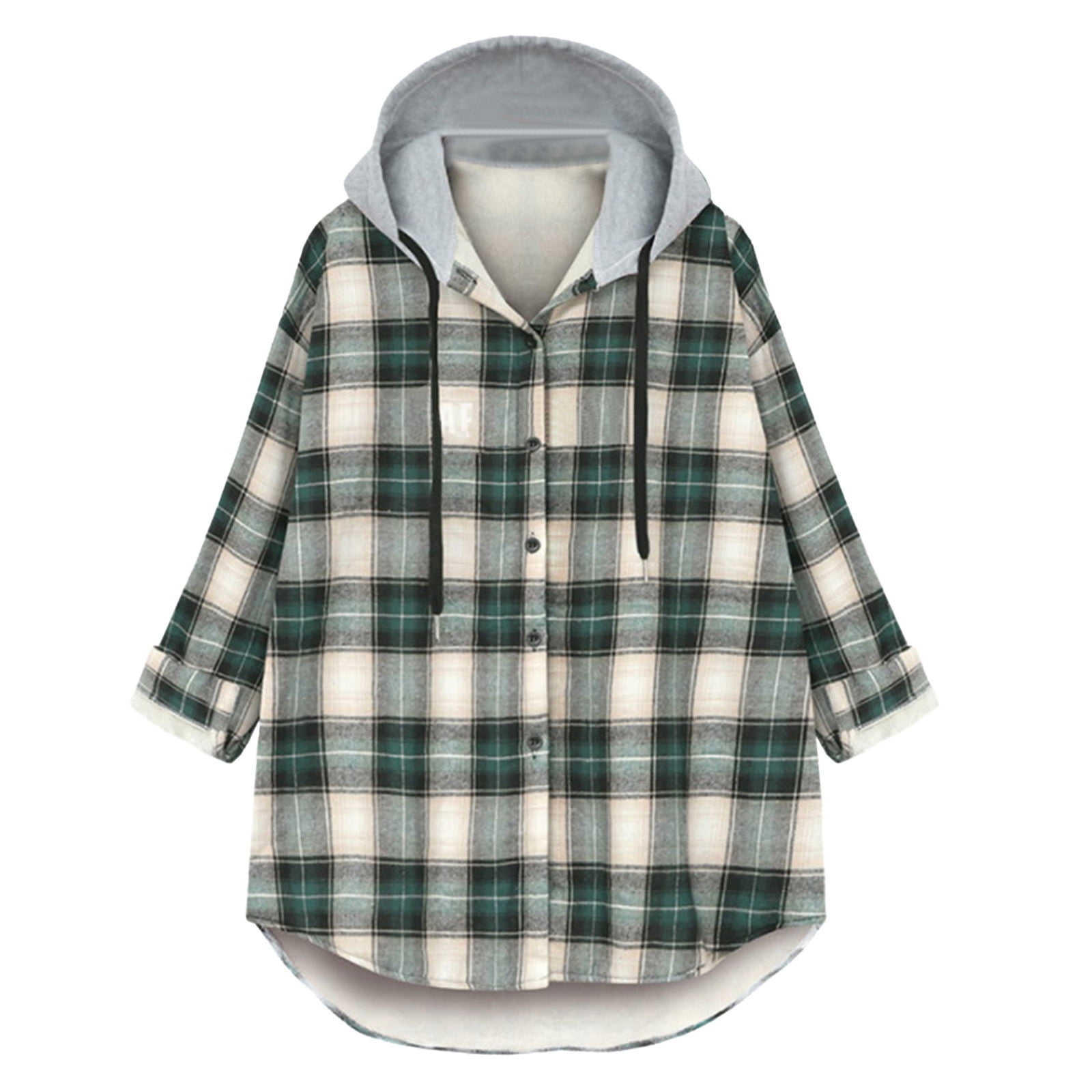 CKpwisy Women's Plaid Shacket Jacket Sherpa Lined Flannel Jacket Long ...